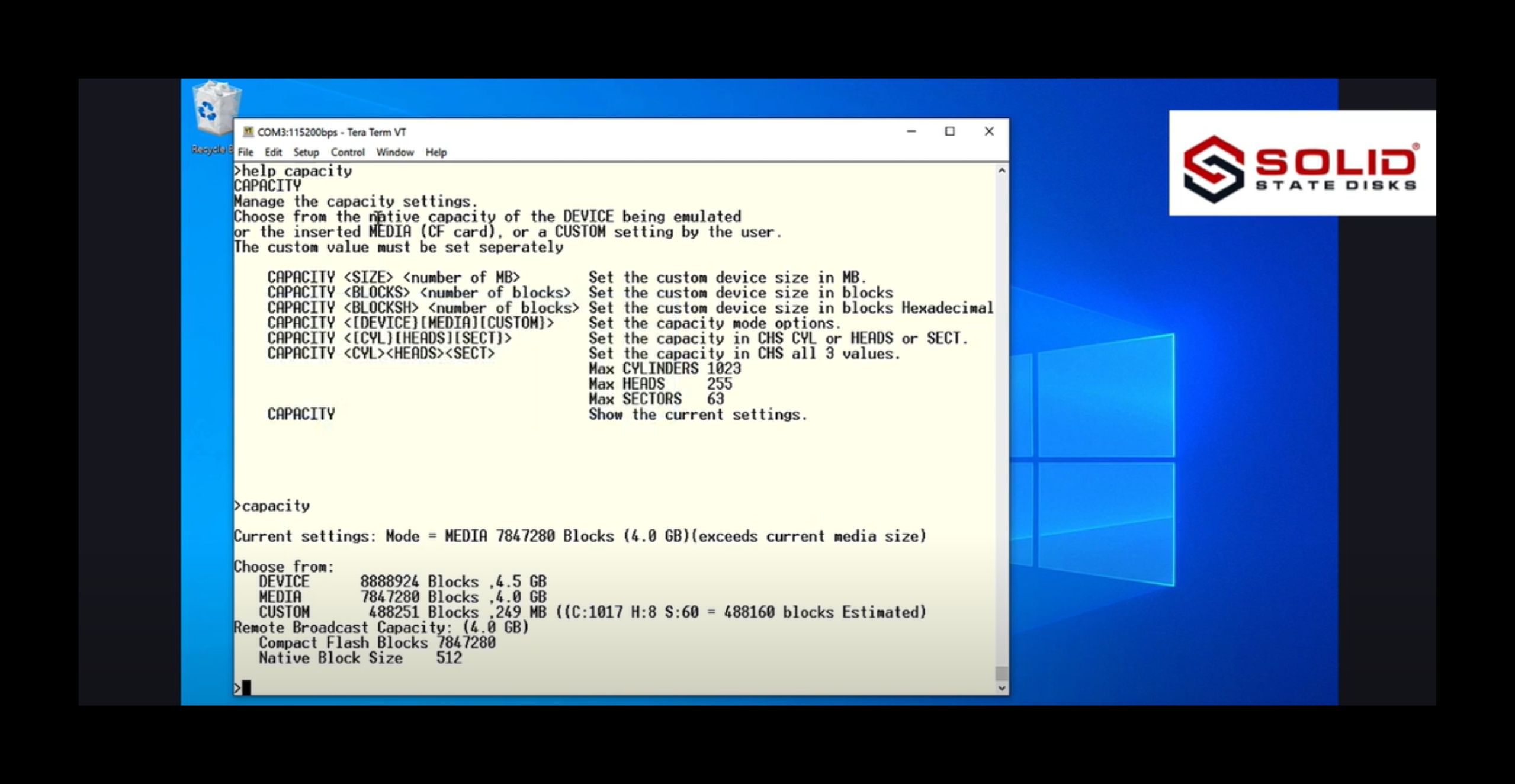 Chapter 5: Part 5 - Setting Drive Capacity - Solid State Disks Ltd (SSD)